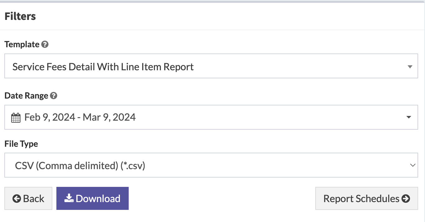 Service Fees Detail With Line Item Report - Share a Refund